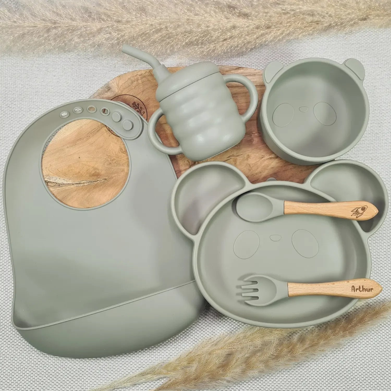 Coffret Repas Bébé Personnalisé Prénom | Silicone Ventouse – Baby-crea